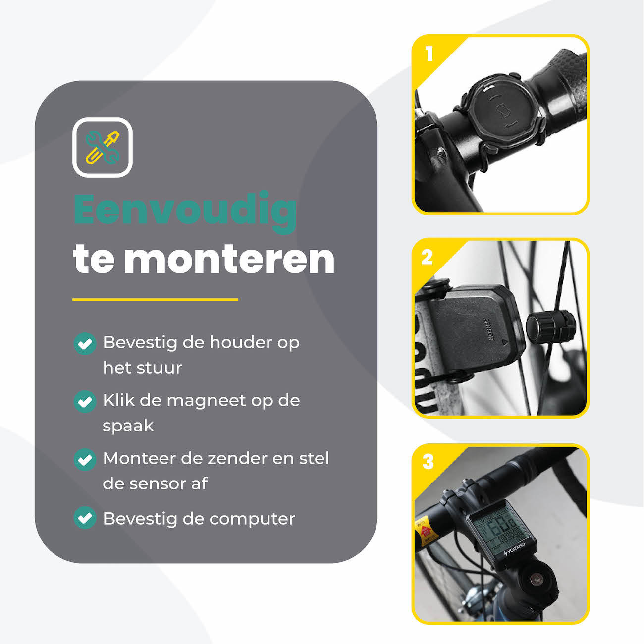 Voltano Draadloze Fietscomputer 2.1 inch - Zwart - 21 Functies ...