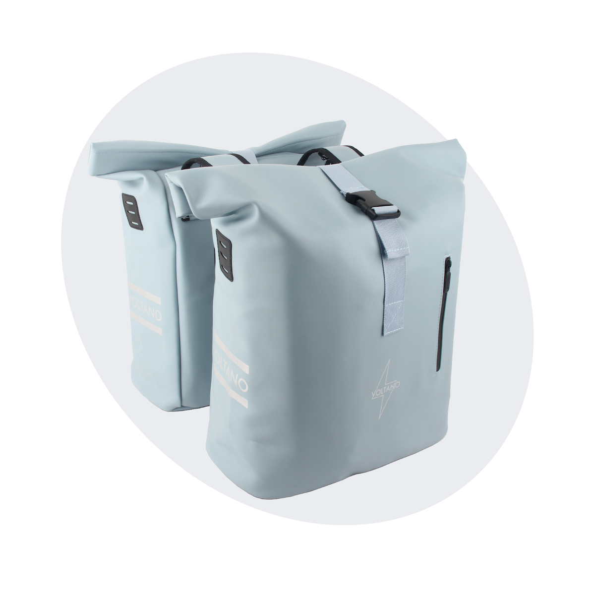 Voltano Dubbele Fietstas Rolltop E-bike Pro - Ice Blauw - 48 Liter ...