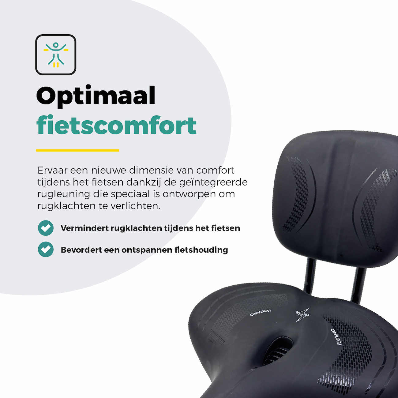 Voltano Fietszadel Relax Plus Met Rugsteun / Rugleuning - Zwart - Voltano