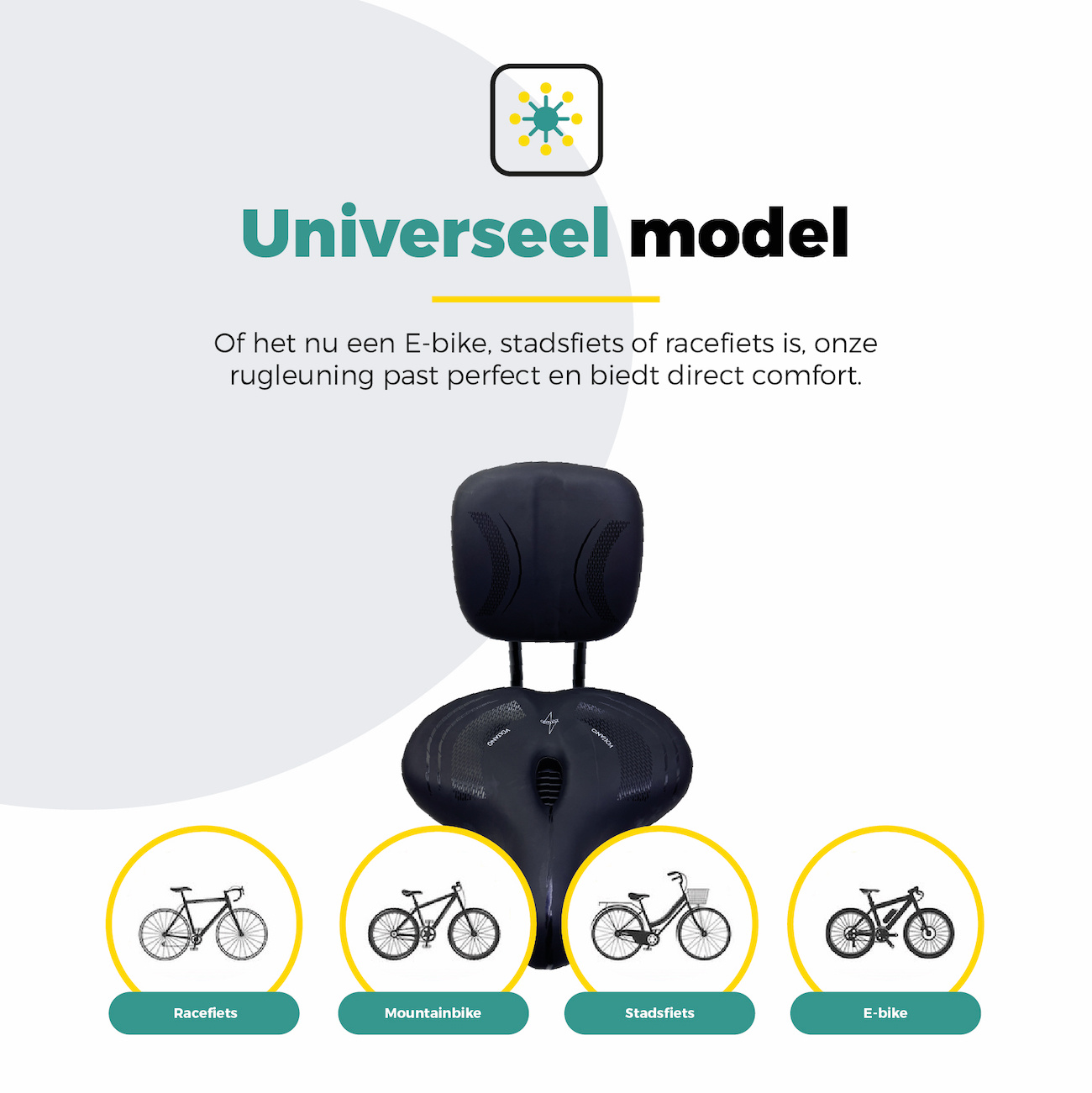 Voltano Fietszadel Relax Plus Met Rugsteun / Rugleuning - Zwart - Voltano